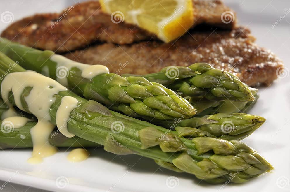 Asparagus and Wiener Schnitzel Stock Image - Image of delicious ...
