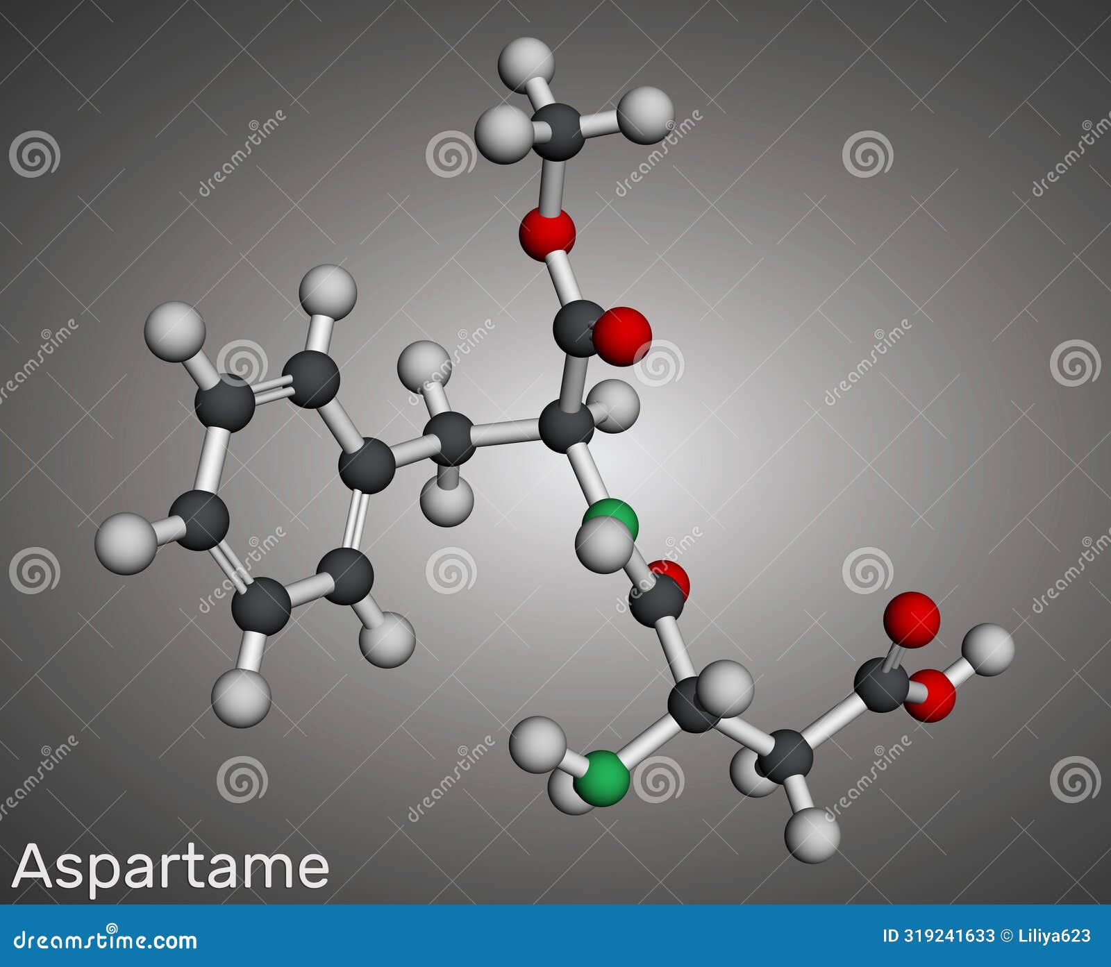 Aspartame, APM, Molecule. Sugar Substitute and E951. Molecular Model ...