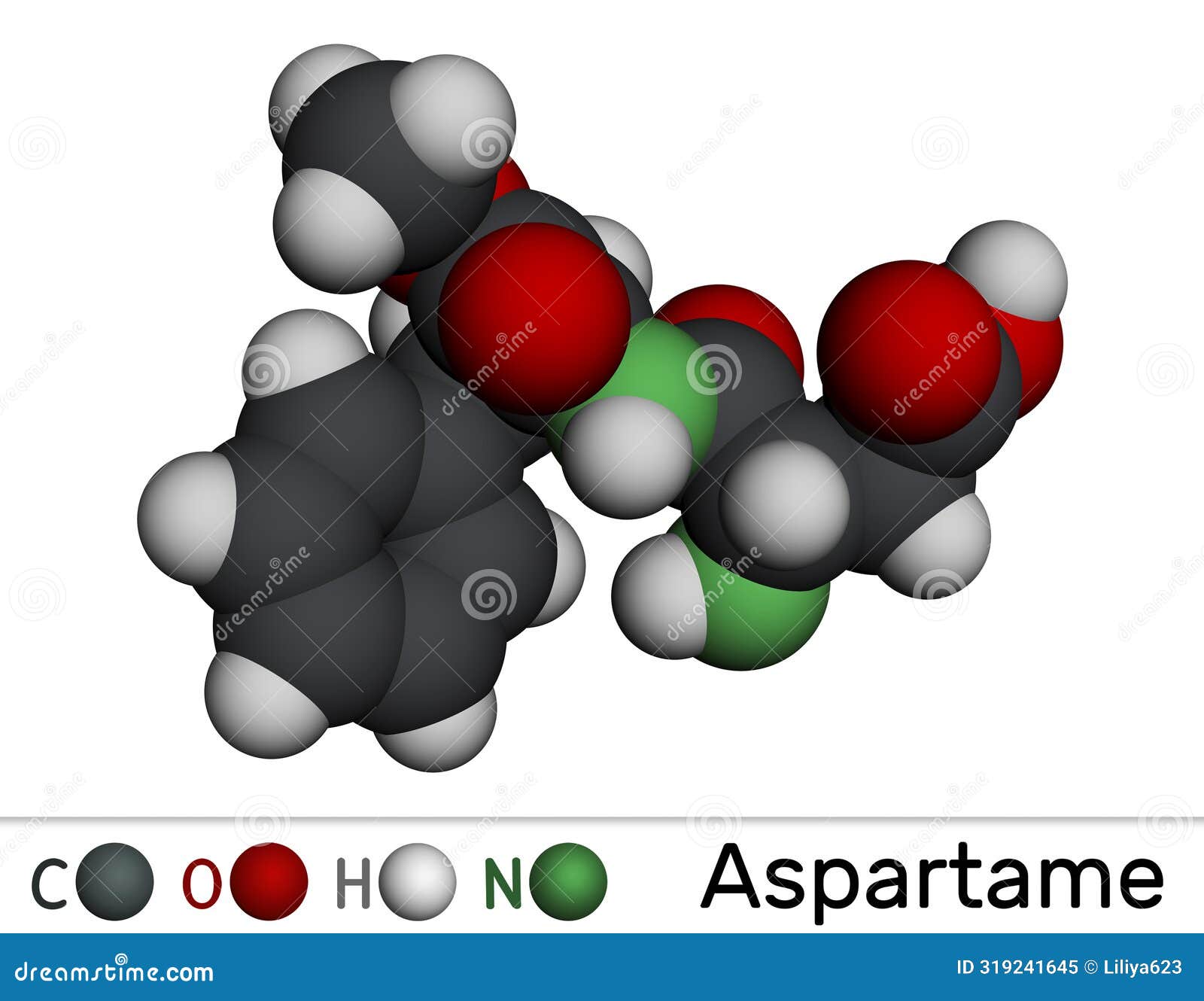 Aspartame Apm Molecule Sugar Substitute And E951 Molecular Model