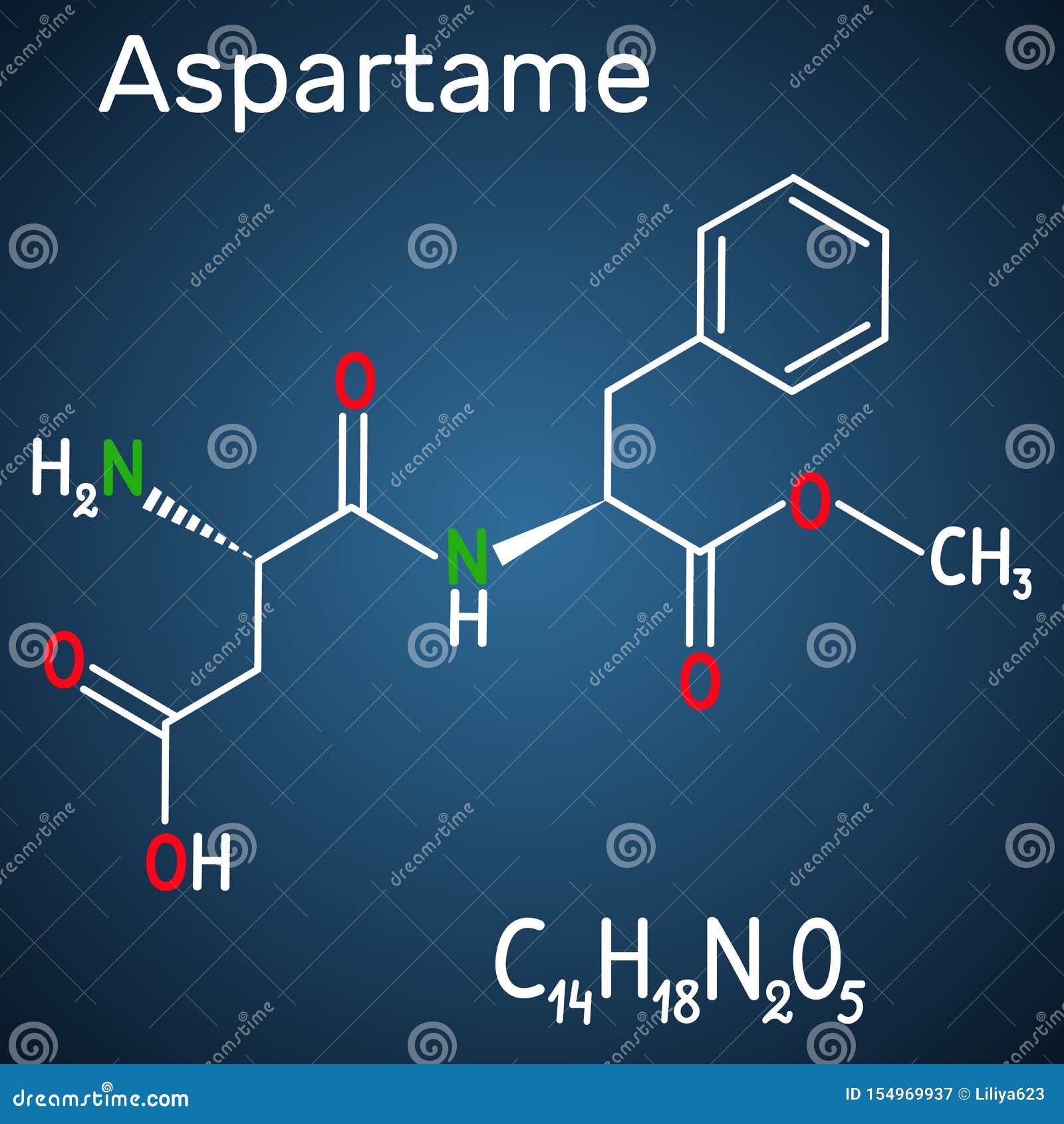 Aspartame Apm Molecule Sugar Substitute And E951 Stock Vector