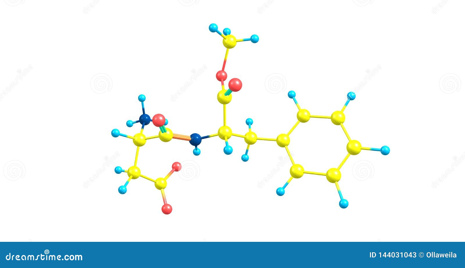 Aspartame Molecular Structure Isolated On White Stock Illustration