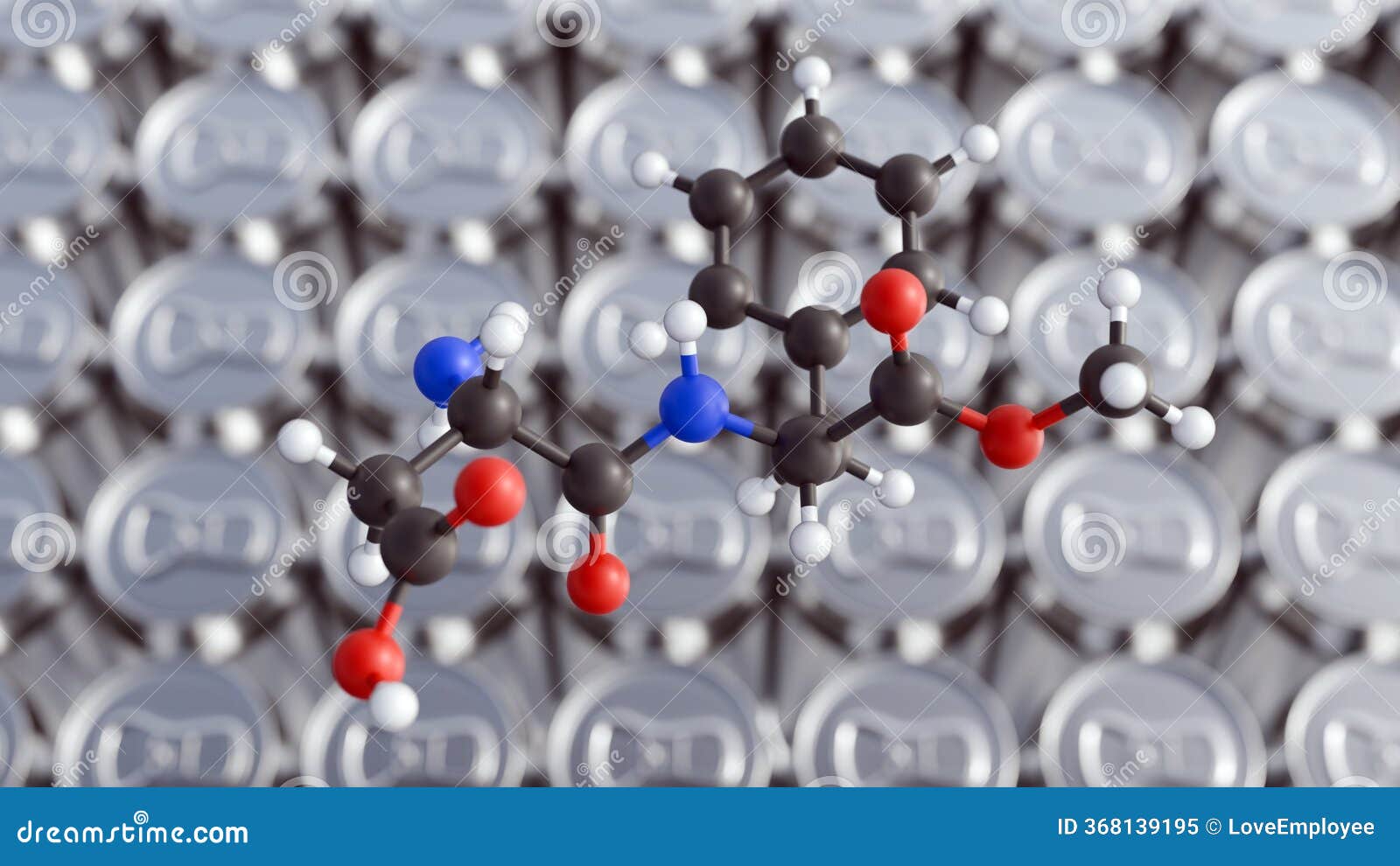 Aspartame Molecule Of C14H18N2O5 3D Conformer Render. Food Additive ...