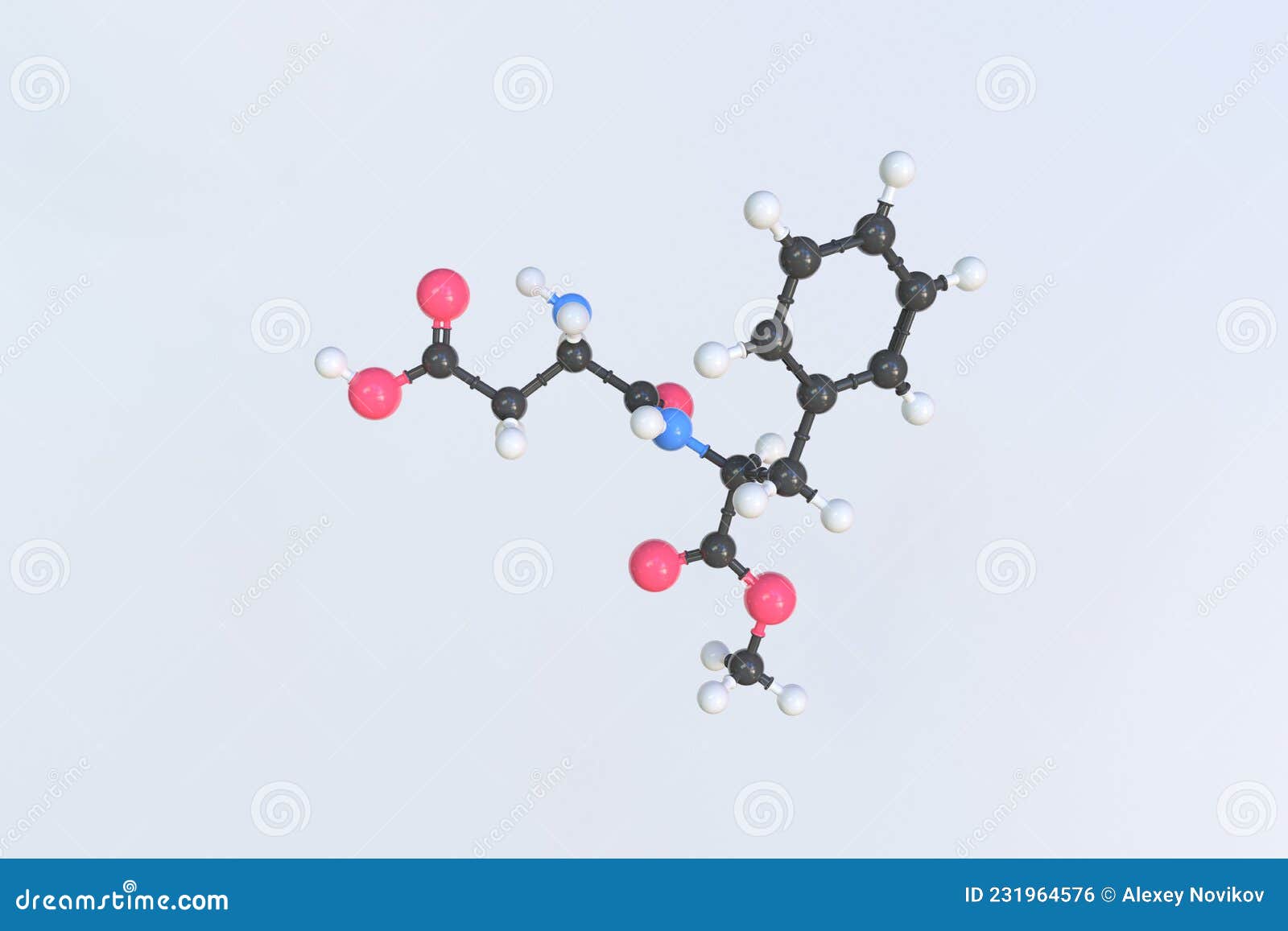 Aspartame Molecule Isolated Molecular Model 3d Rendering Stock