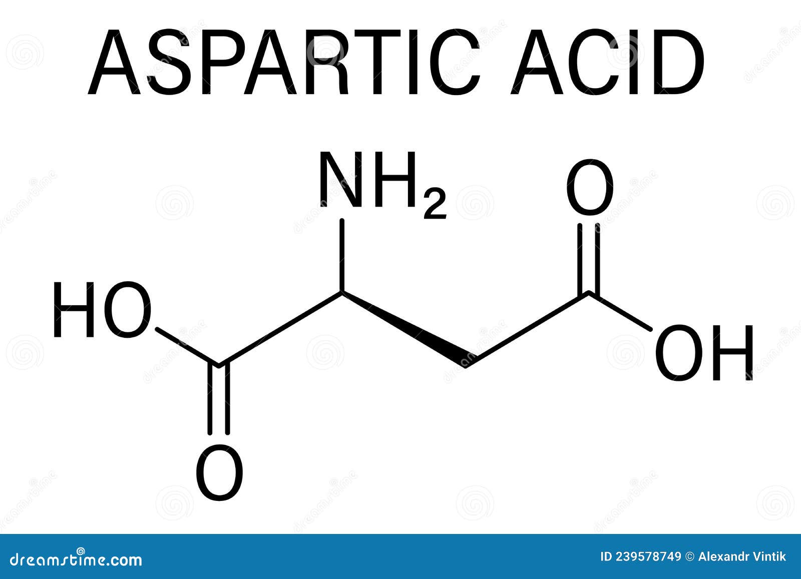 Aspartic Acid or L-aspartic Acid, Asp, D, Amino Acid Molecule. Skeletal ...