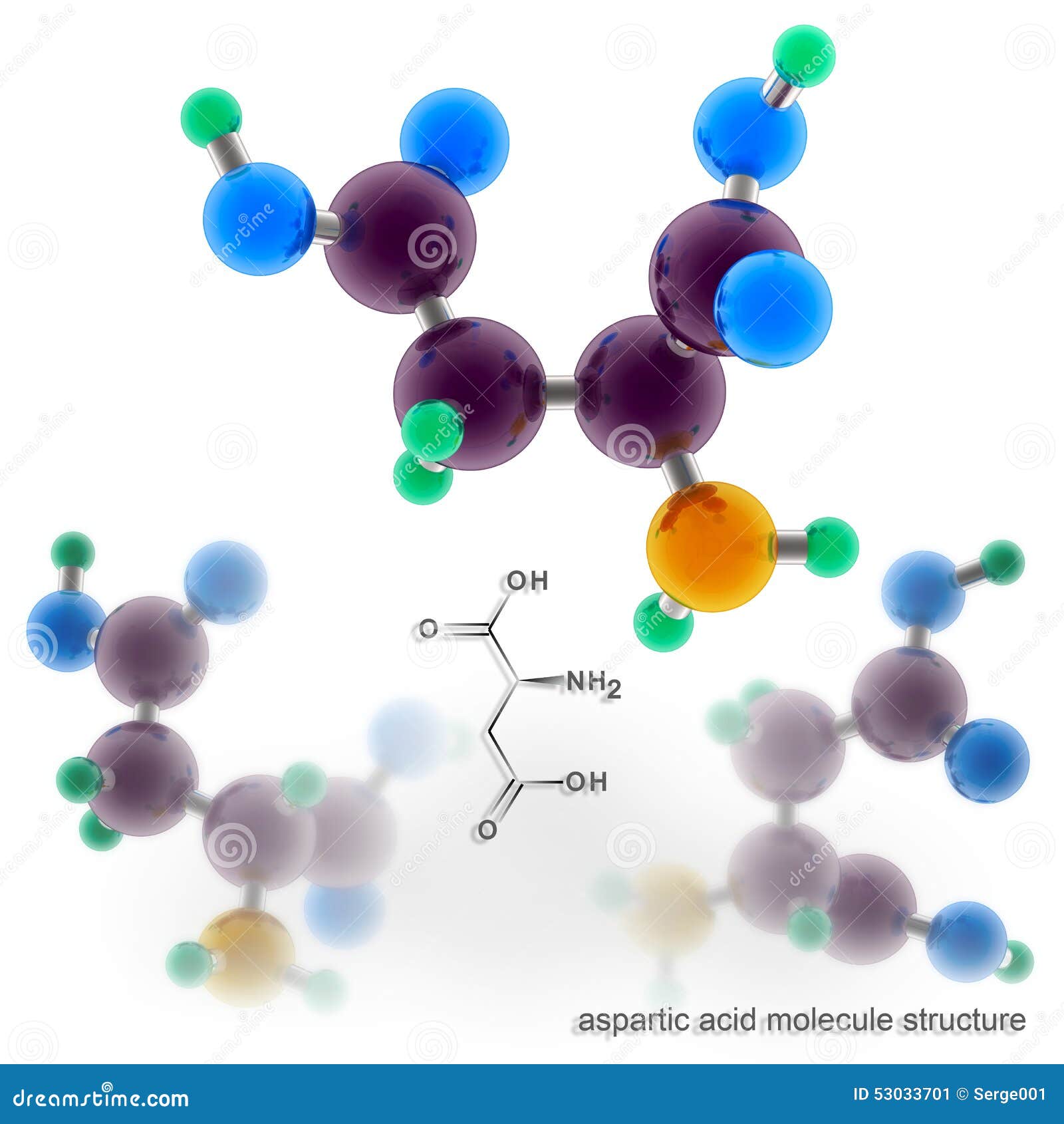 Aspartic Acid Molecule Structure Stock Illustration - Illustration of ...