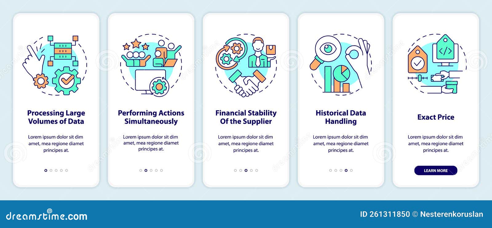 Aspects for Assess Business Tools Onboarding Mobile App Screen Stock ...