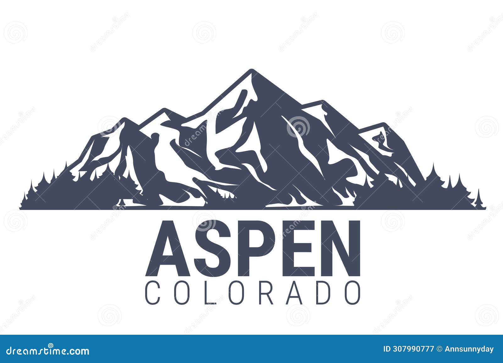 Aspen, Colorado Ski Resort Emblem, Snow Covered Mountains Range Stock ...