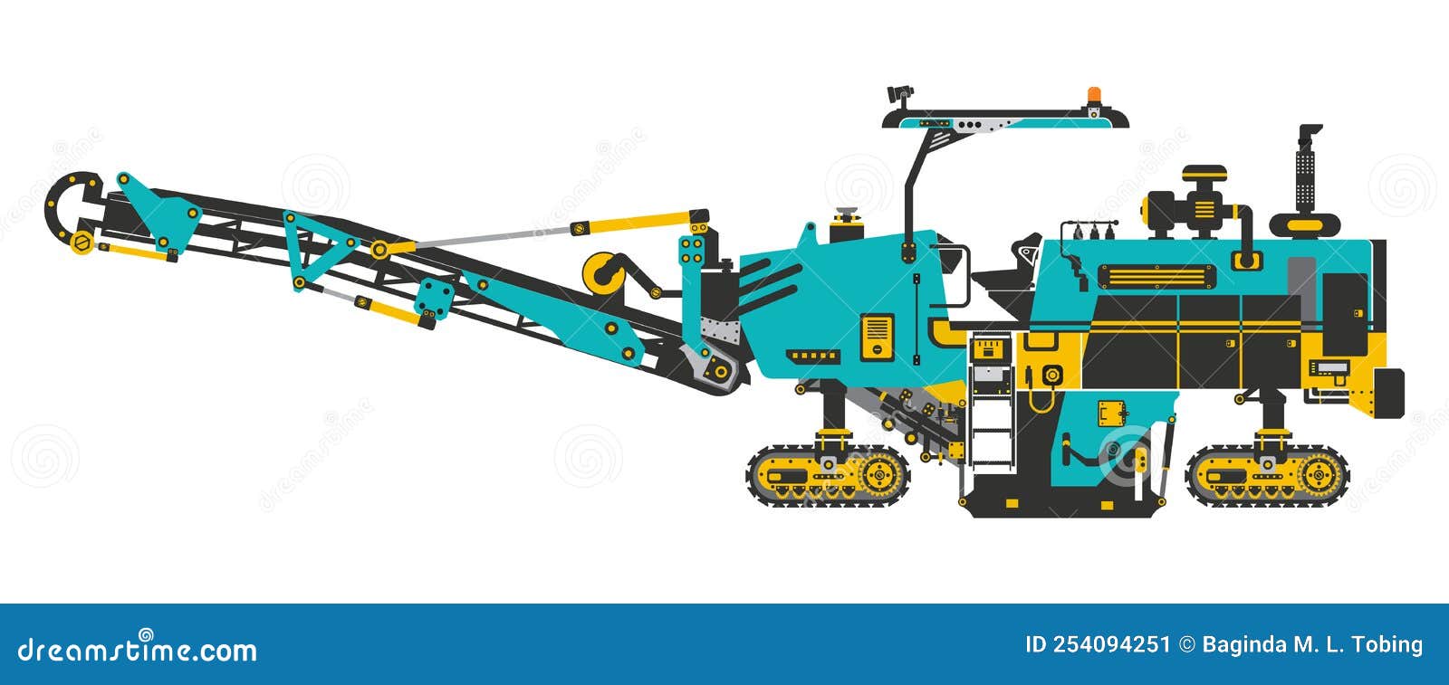 Asphalt Milling Machine or Cold Planners Machine Vector Stock Vector ...