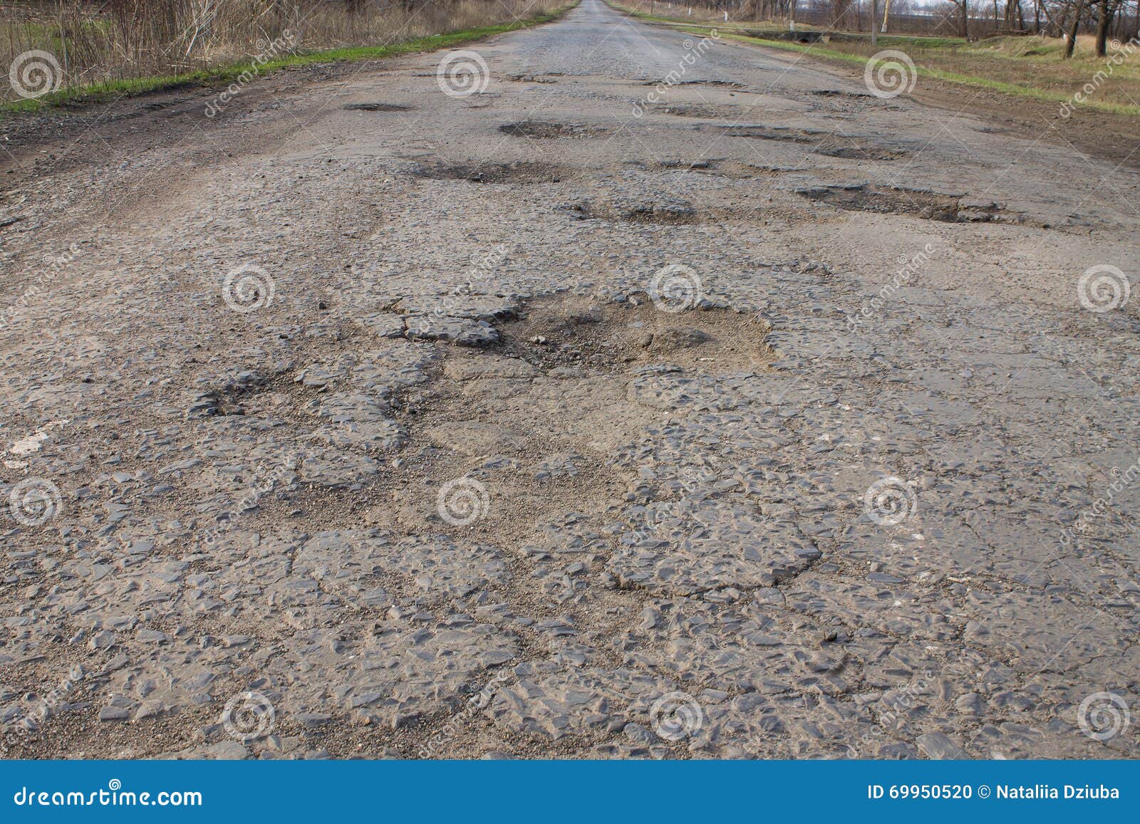 Asphalt Bad Broken Road with Pits Stock Photo - Image of damaged ...