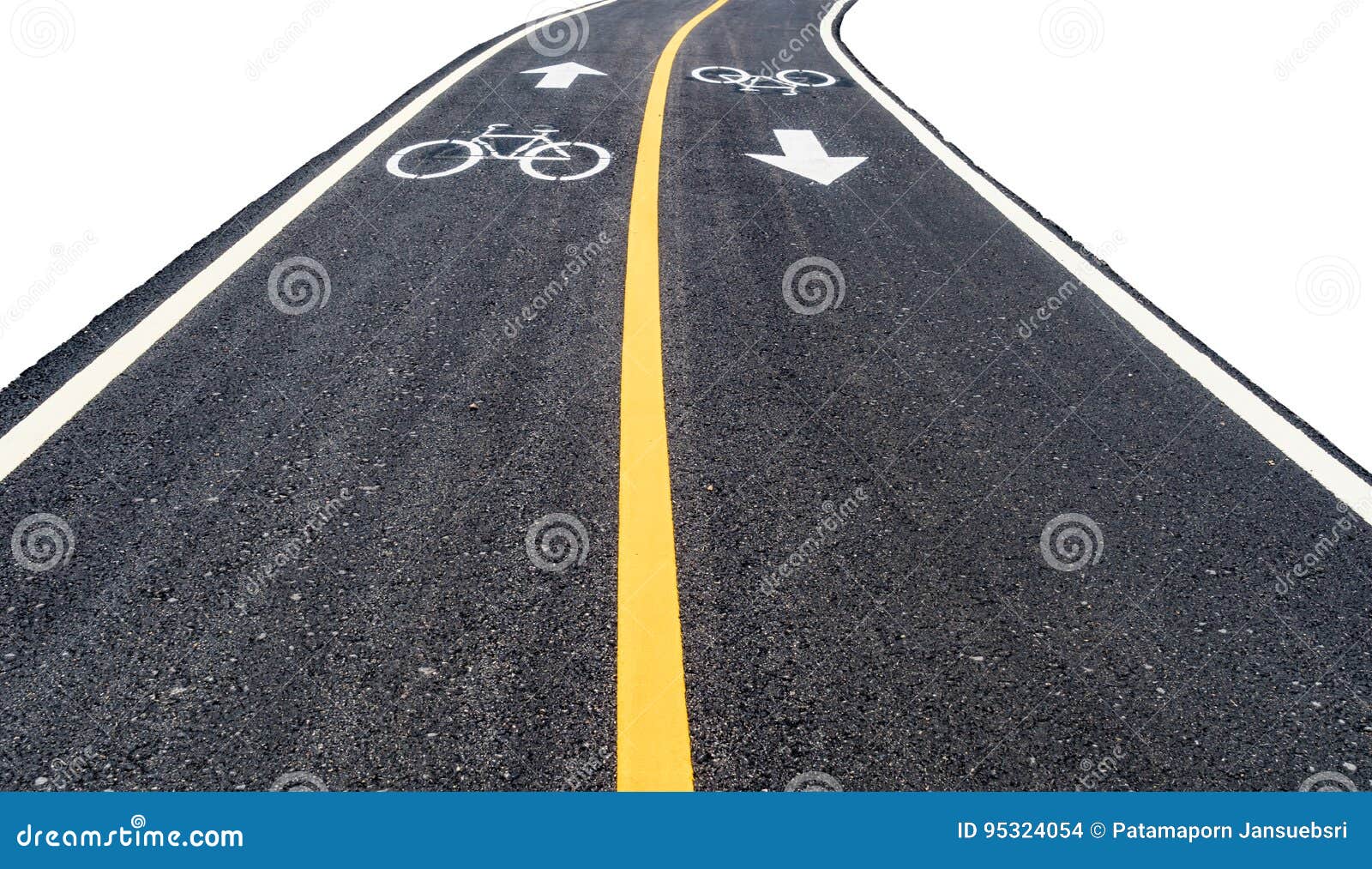 Asphalt Bicycle Road with Yellow Line Stock Photo - Image of street ...