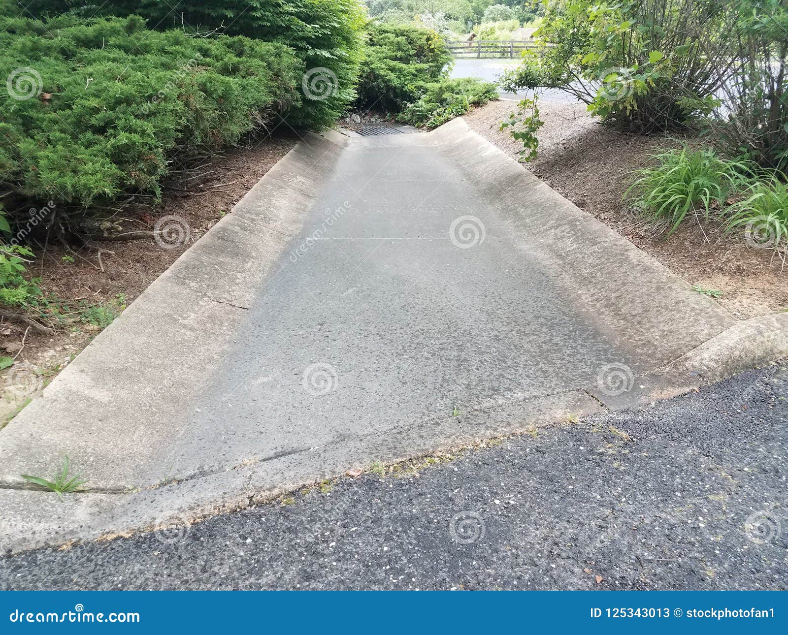 Asphalt and Cement Gutter with Drain Grate Stock Image - Image of ...