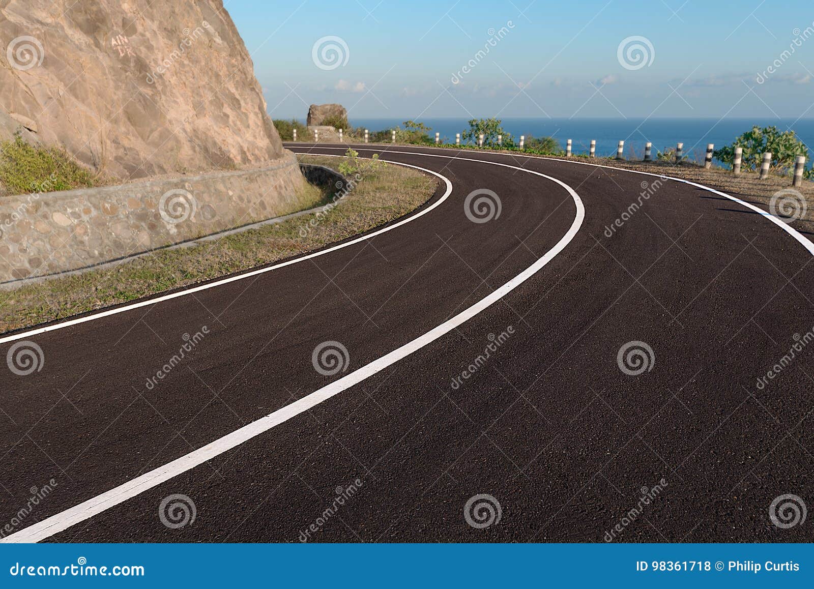 Asphalt Coastal Road Going Round Cliff Edge Bend. Stock Photo - Image ...