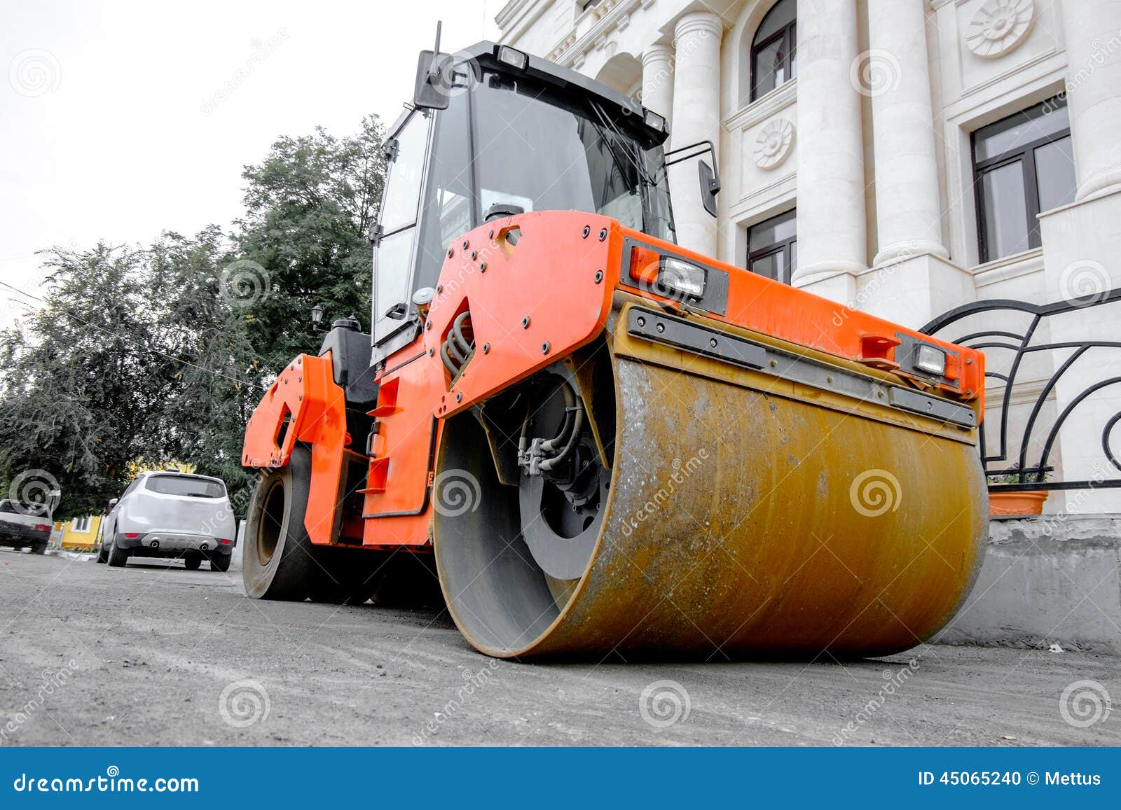 Asphalt Compactor from Below Wide Angle View Stock Photo - Image of ...