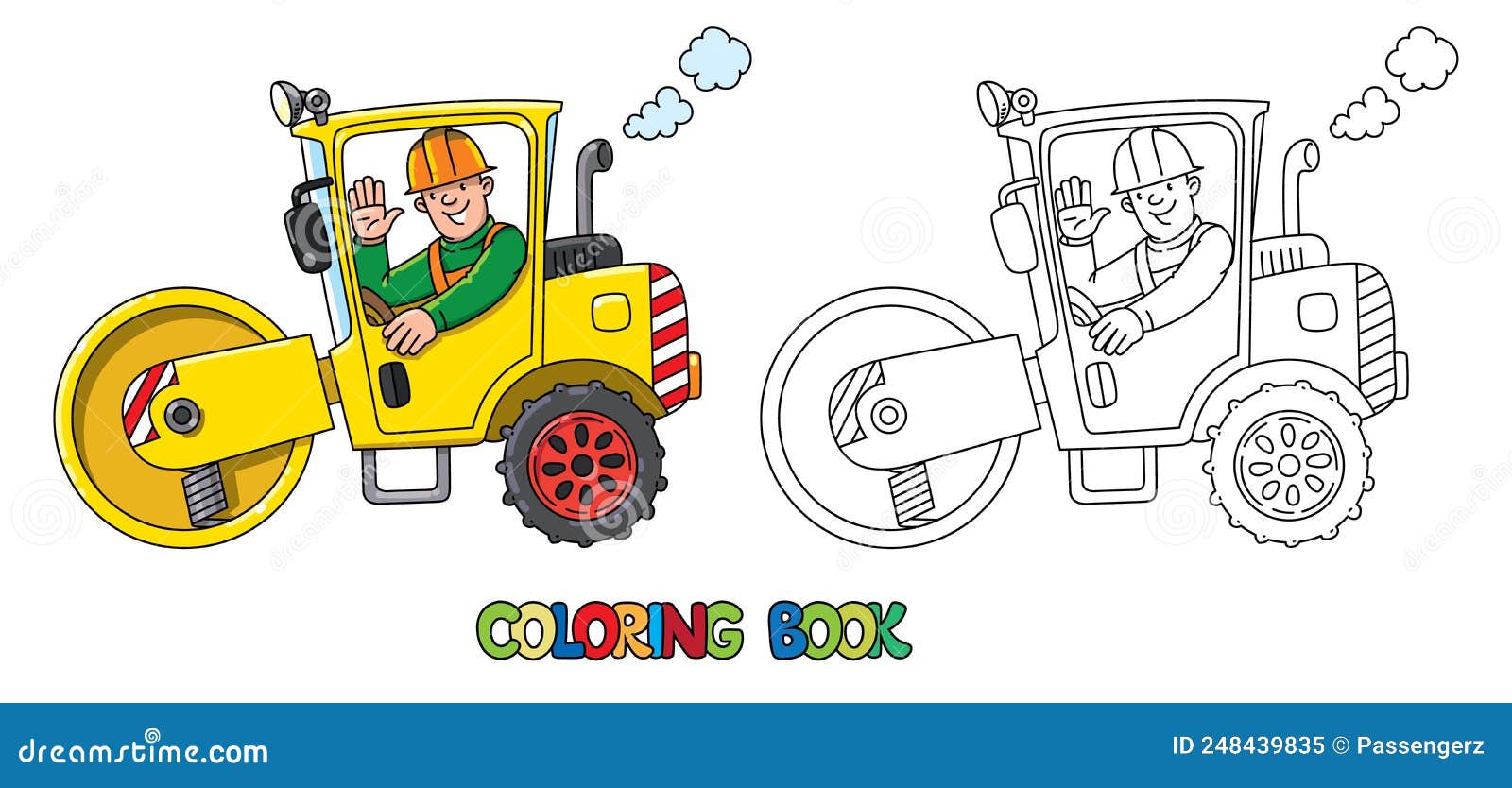 Asphalt Compactor with a Driver. Coloring Book Stock Illustration ...