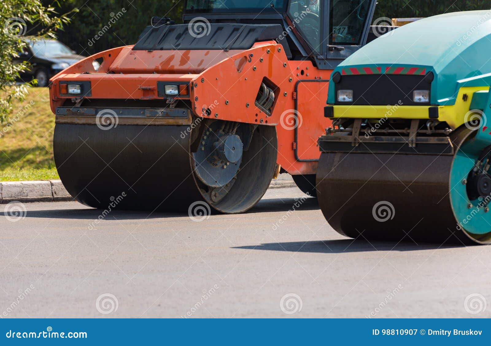 Asphalt Compactor on the Road Stock Image - Image of activity, building ...
