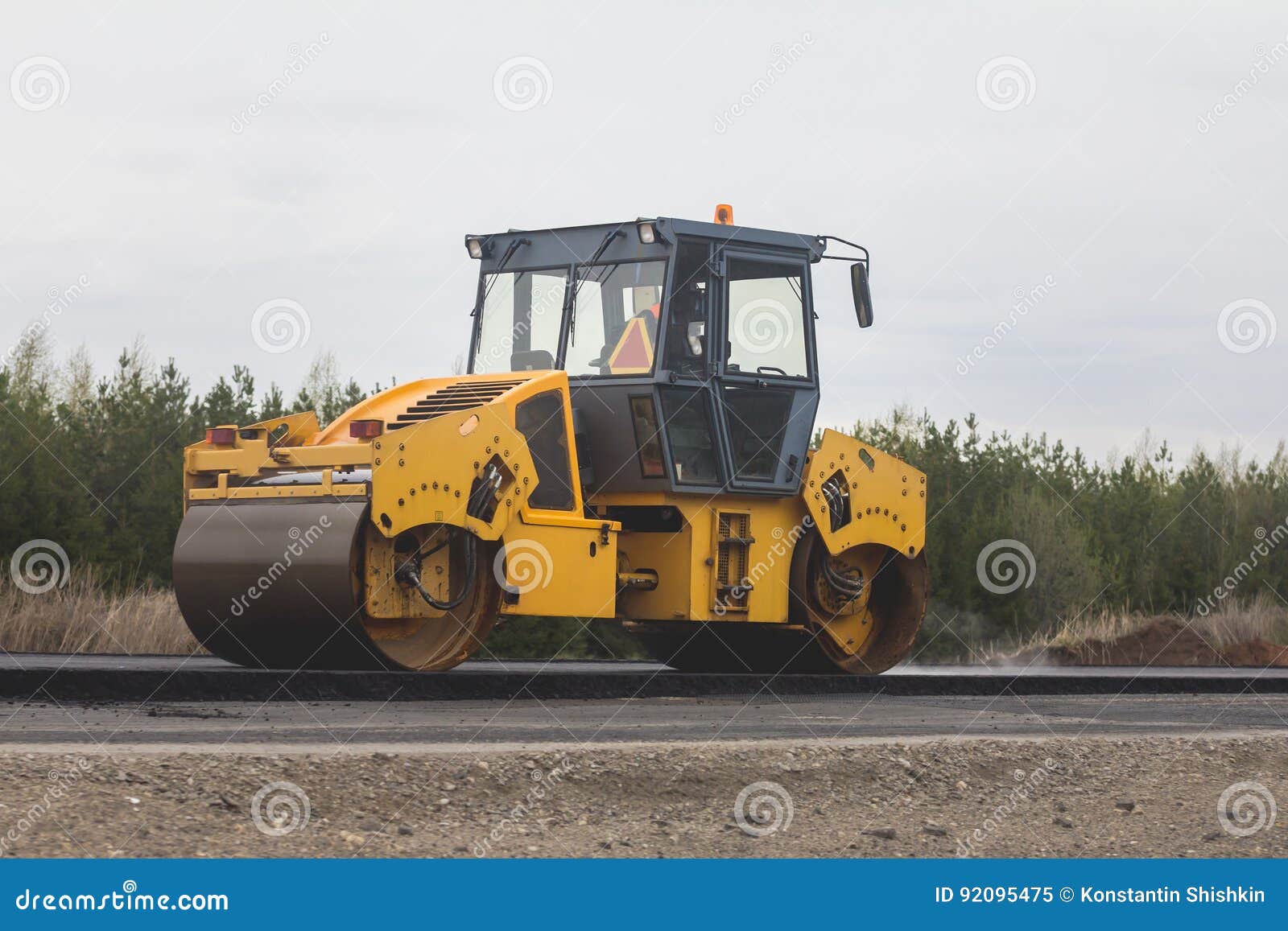 Asphalt Compactor - Road Rollers at Asphalt Pavement Works Stock Image ...