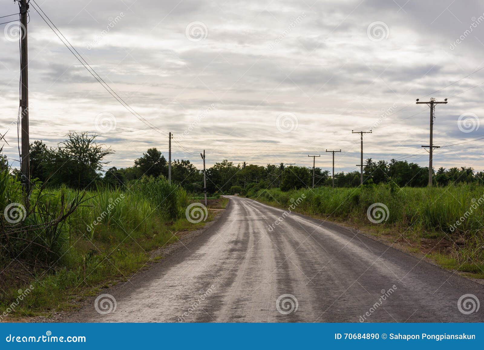 Asphalt country road. stock photo. Image of color, thailand - 70684890