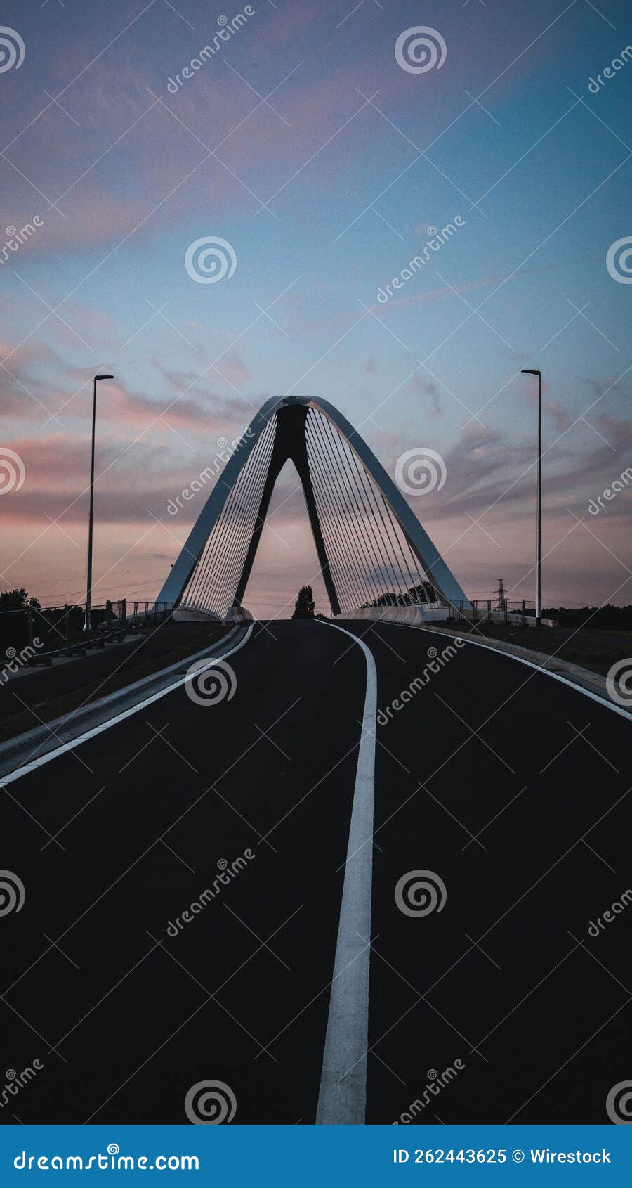 Asphalt Highway with an Arch Bridge Stock Image - Image of transport ...