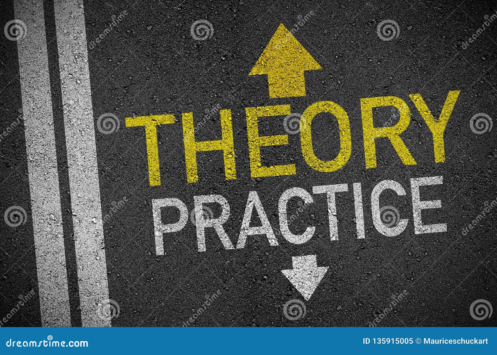 Theory Practice Concept Word Zoomed With Magnifying Glass. Illustration ...