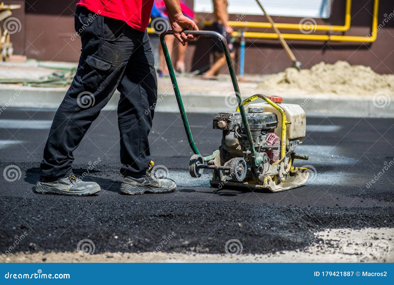 Asphalt Lay New Workers with Tools Stock Image - Image of asphalting ...