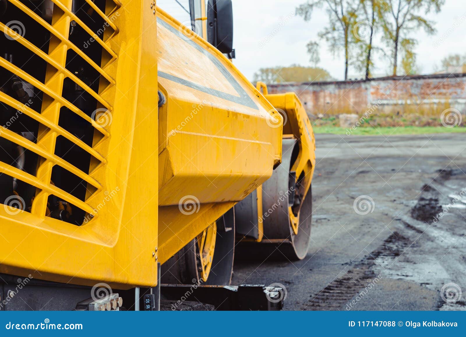 Asphalt laying machines stock photo. Image of installation - 117147088