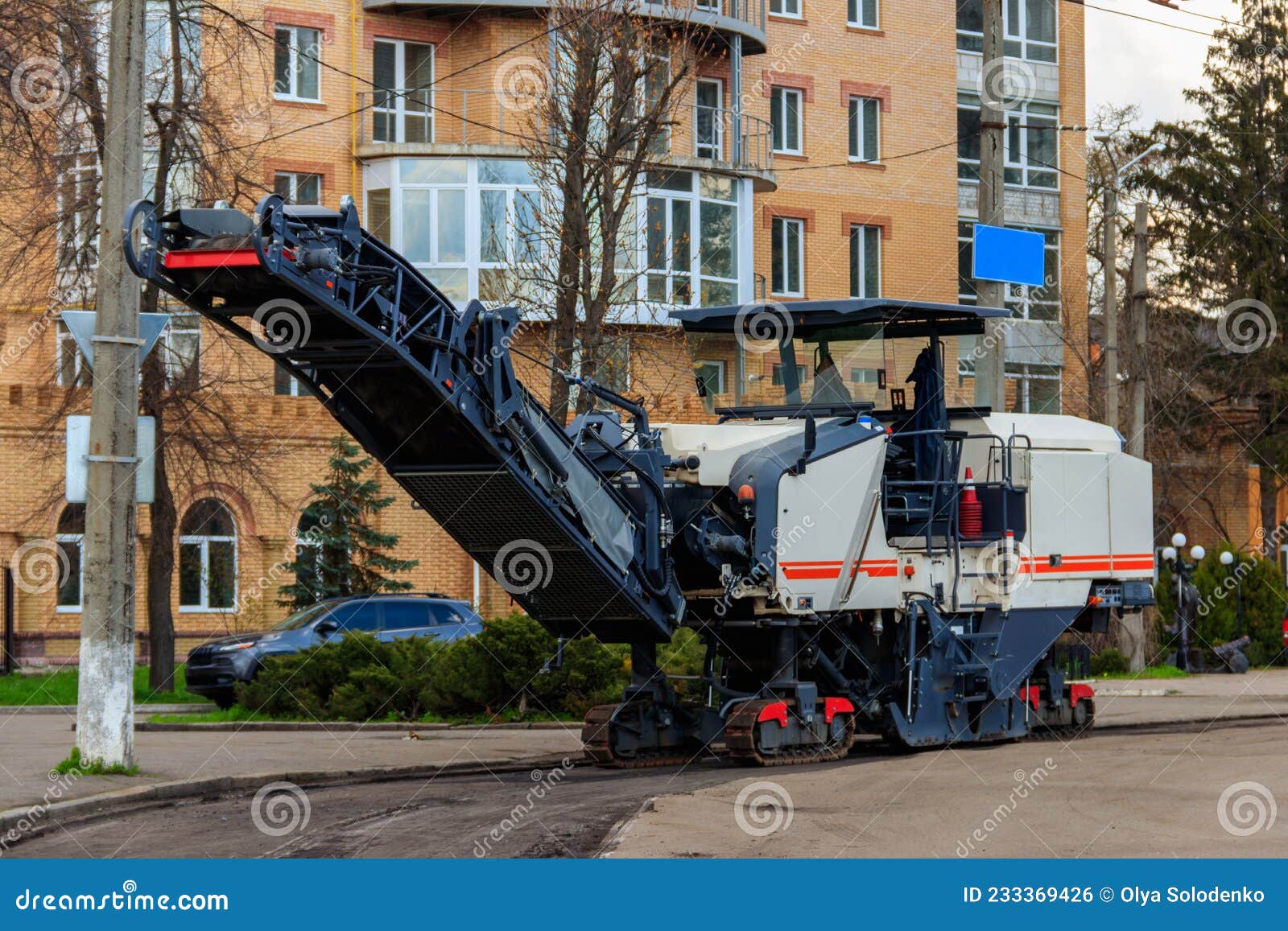 Asphalt Milling and Grinding Machine at Road Repair Site Stock Photo ...