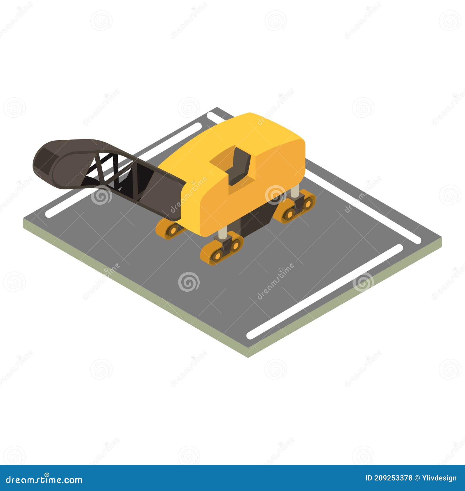Asphalt Milling Machine Or Cold Planners Machine Vector | CartoonDealer ...