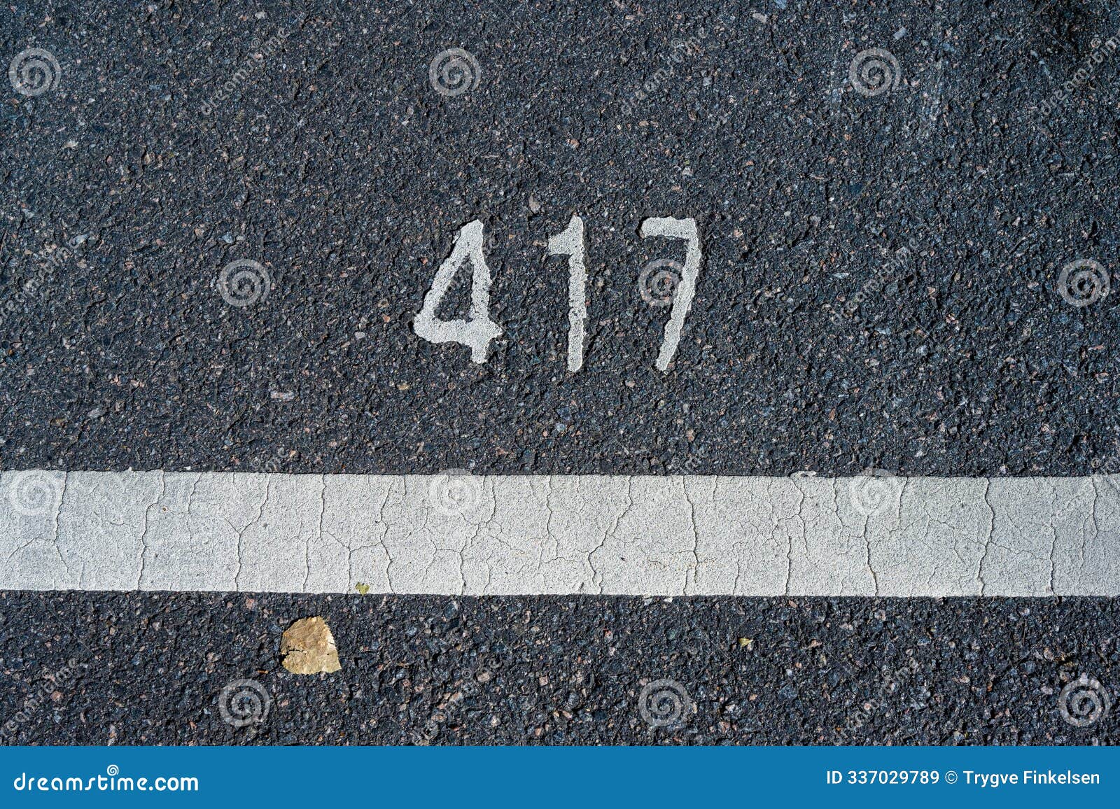 Asphalt with Number 417 in White Paint.. Stock Image - Image of vintage ...