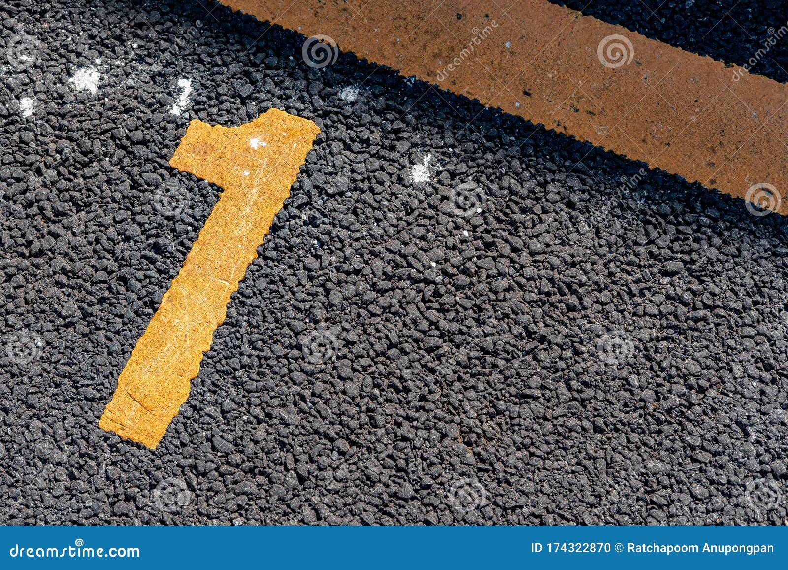Asphalt Parking Lot with Yellow Lot Line and Yellow Lot Number 1 Stock ...