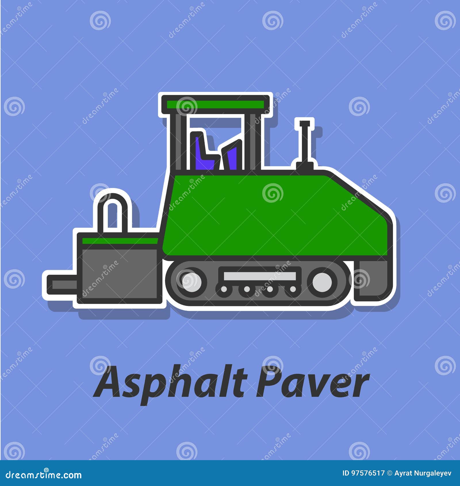 Asphalt Paver Color Flat Icon. Stock Vector - Illustration of paver ...