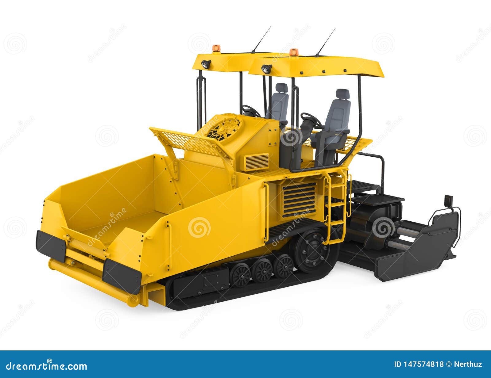 Asphalt Paver Machine Illustration Side View Cartoon Vector ...