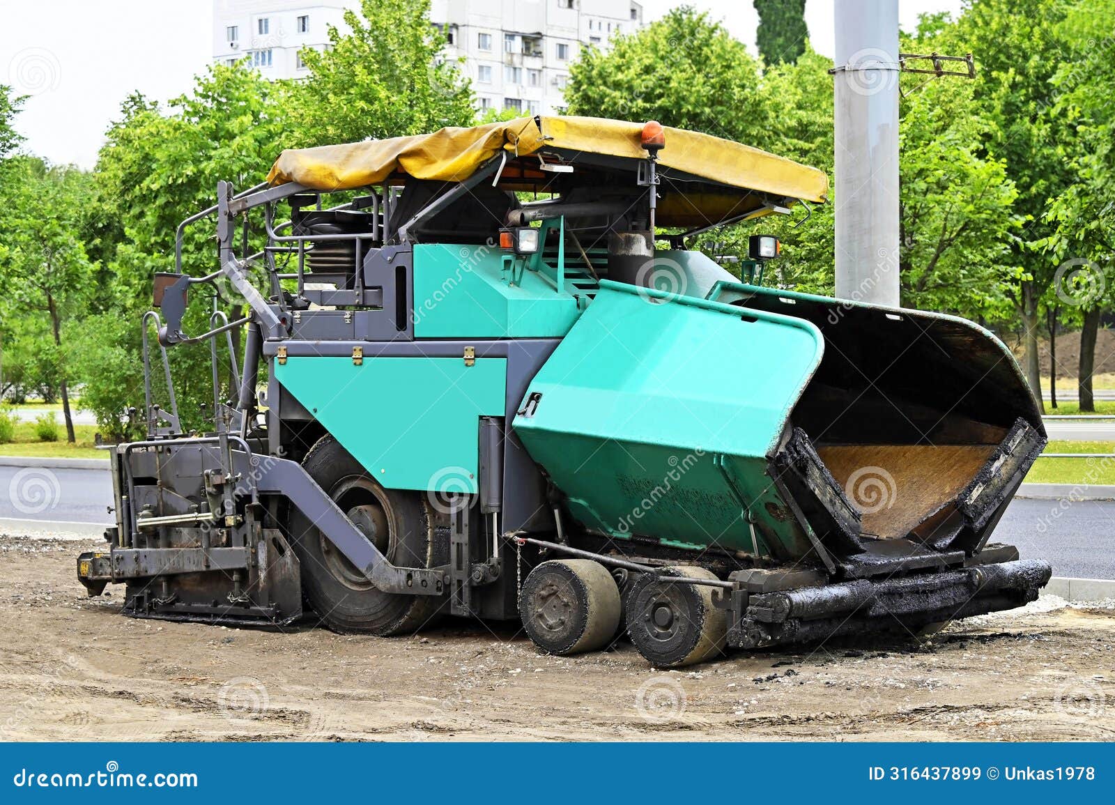 Asphalt paver machine stock image. Image of work, reconditioning ...