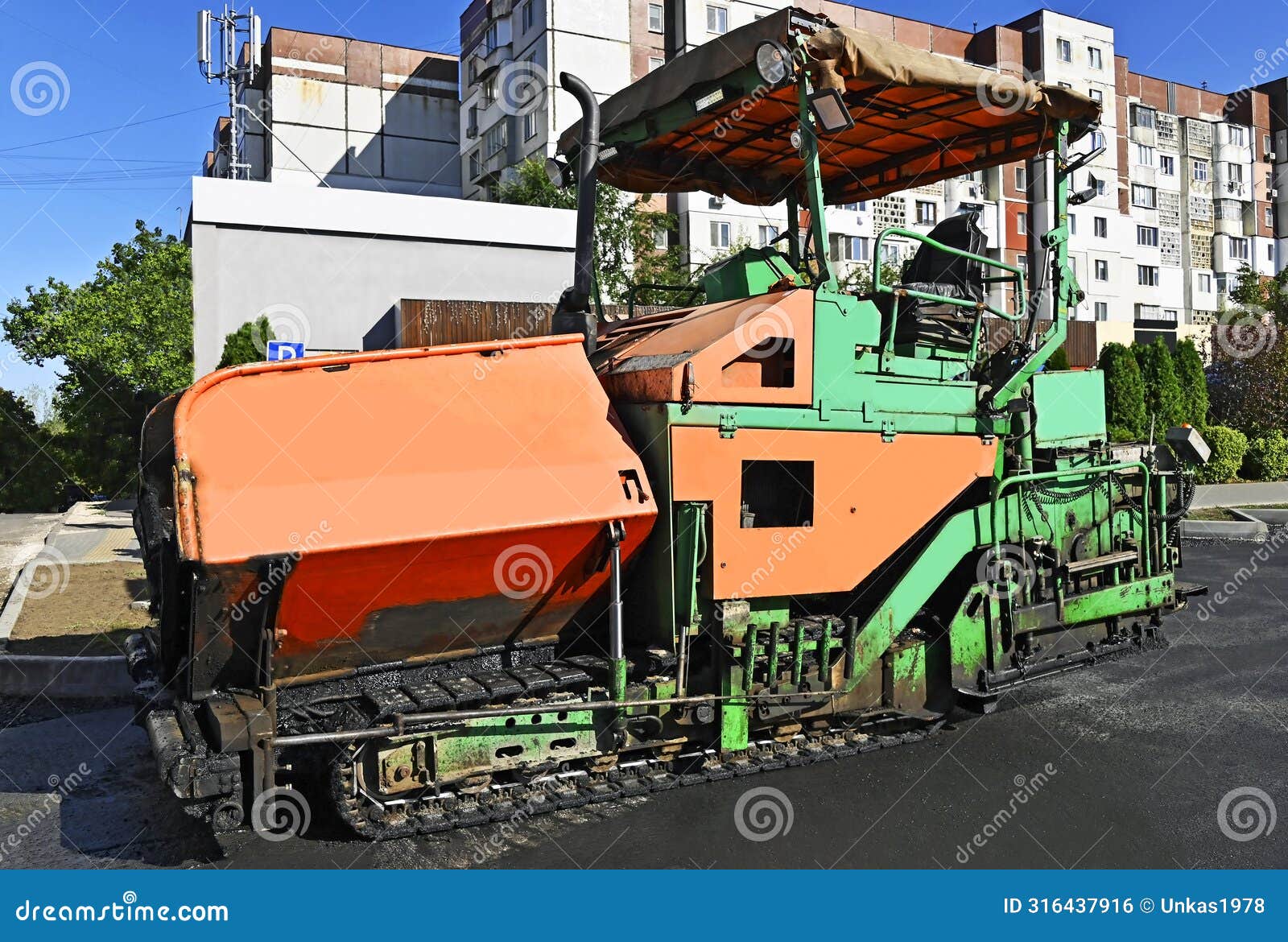 Asphalt paver machine stock photo. Image of asphalt - 316437916