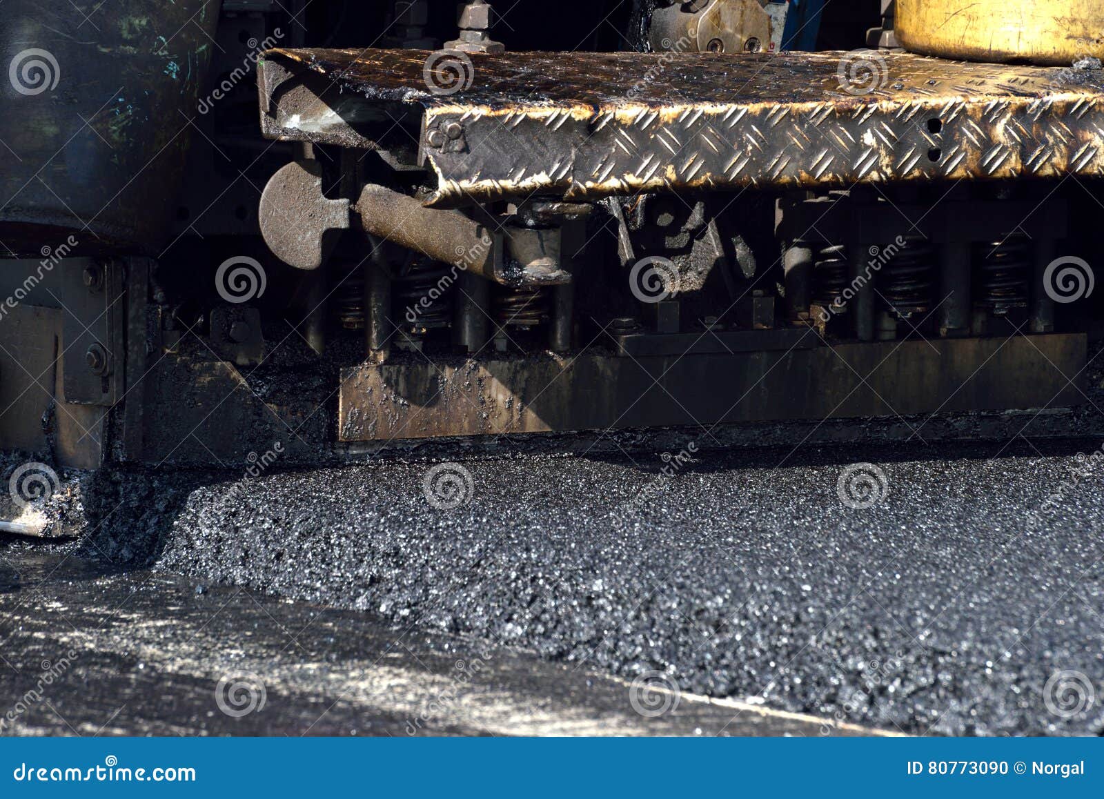 Screed Of Asphalt Paver Makes Smooth Asphalt Mat - Road Reconstruction ...