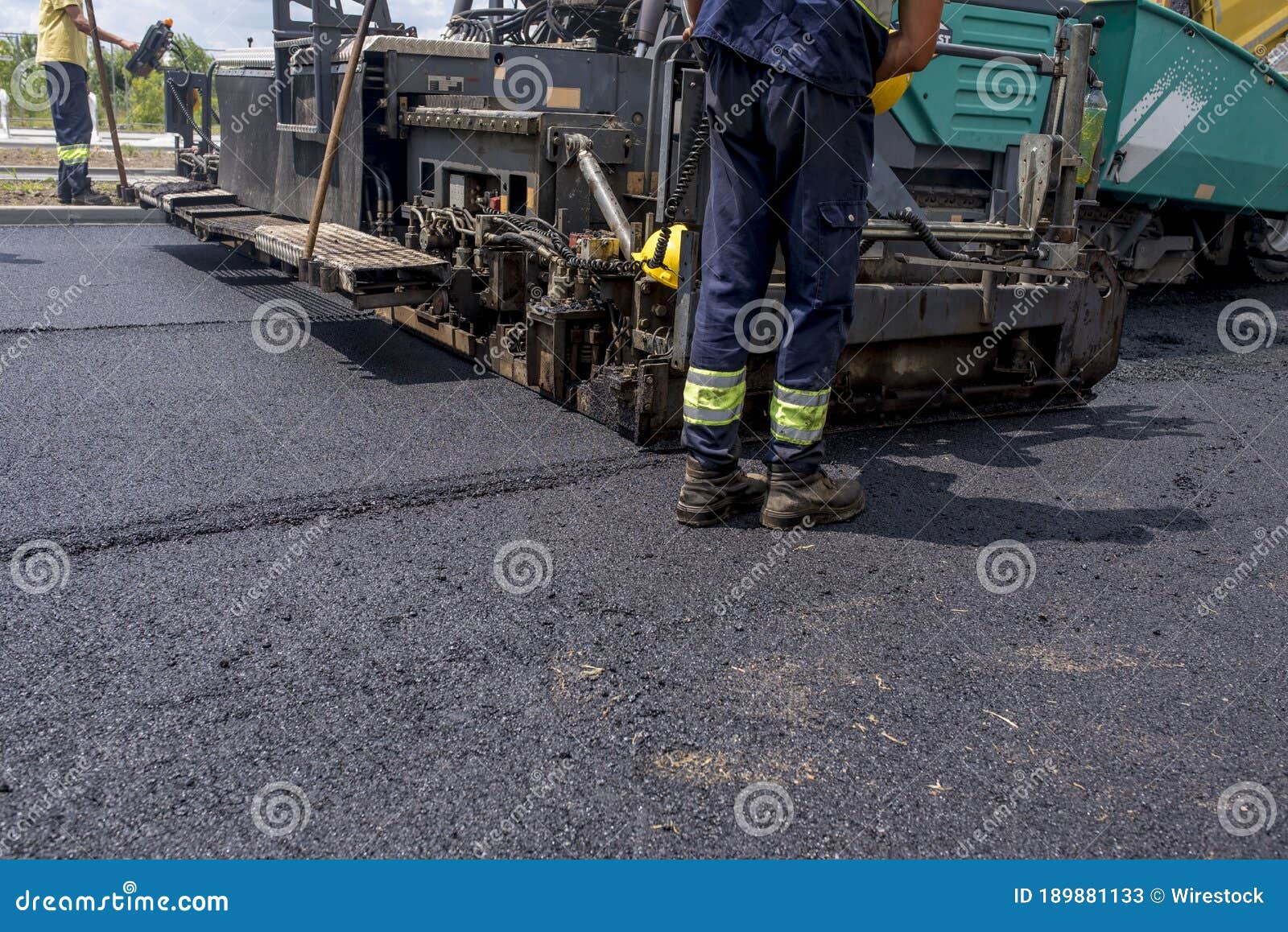 Asphalt Paver Machine Operating during Road Construction Stock Image ...