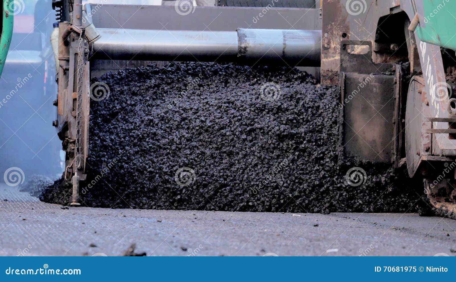 Asphalt Paver Machine during Road Construction, Road Construction Crew ...