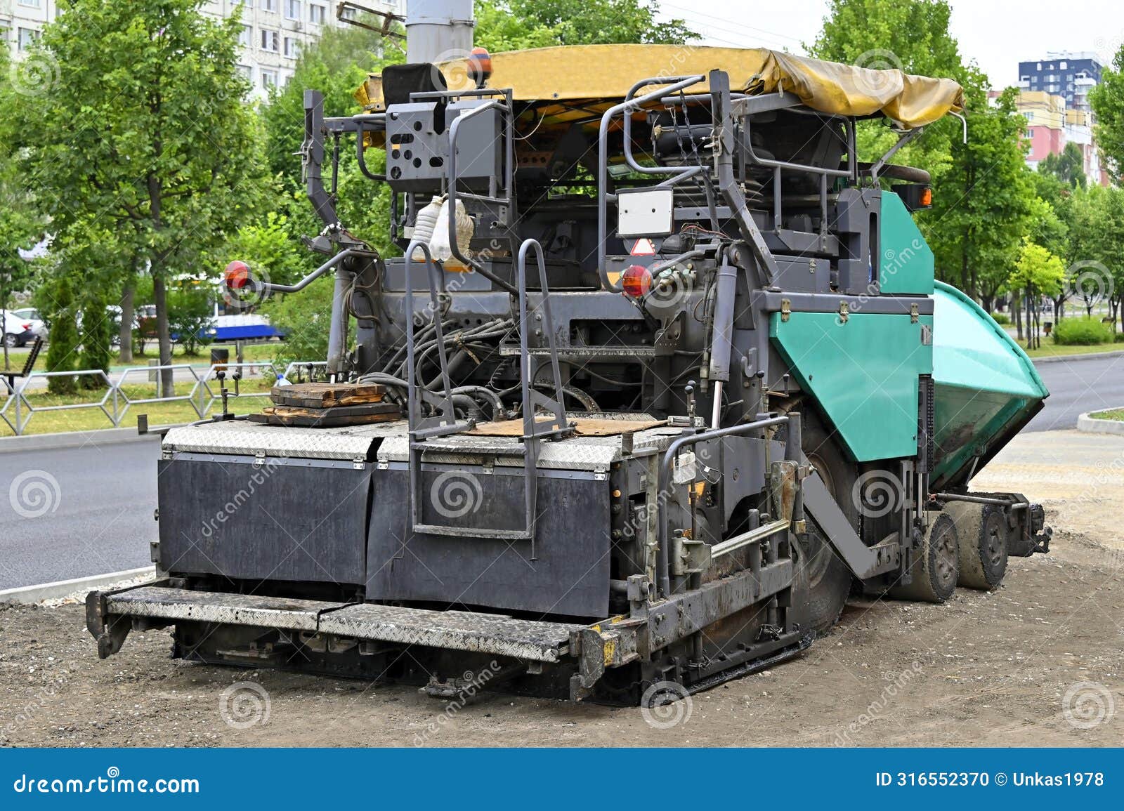 Asphalt paver machine stock photo. Image of asphalt - 316552370