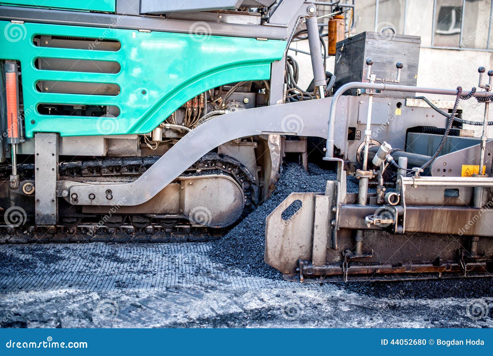 Asphalt Paver Machine during Road Construction Site Stock Photo - Image ...