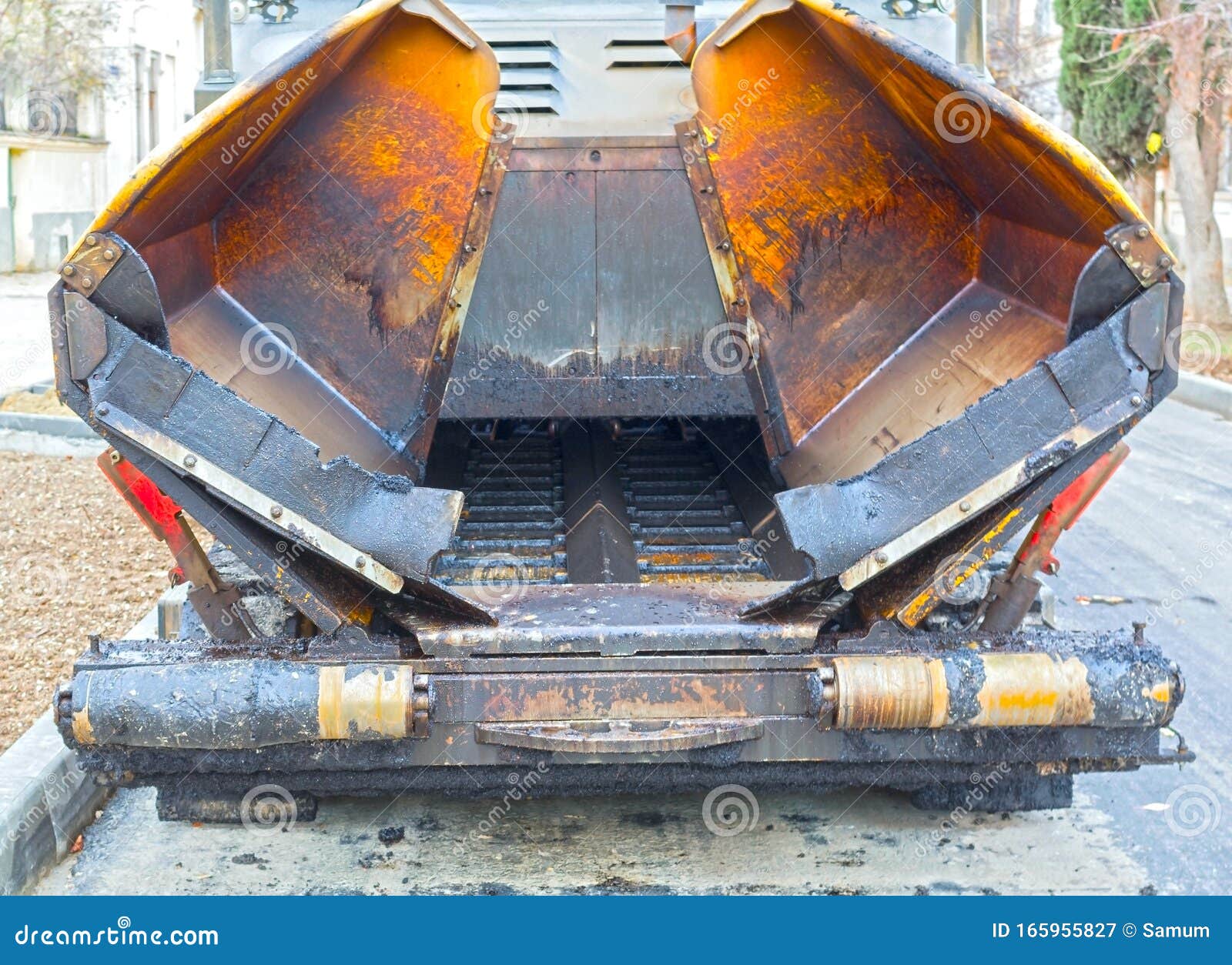 Asphalt Paver Machine during Road Construction Works Stock Image ...
