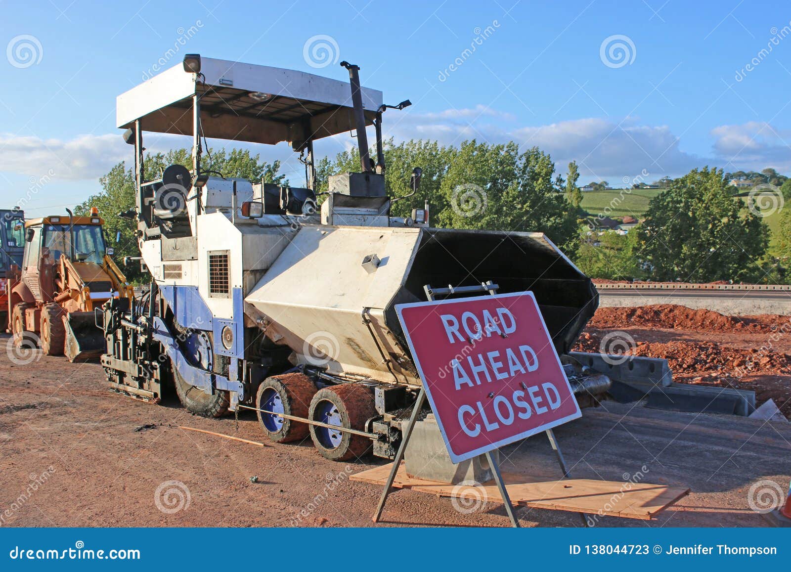 Asphalt Paver on a Construction Site Stock Image - Image of tarmacadam ...