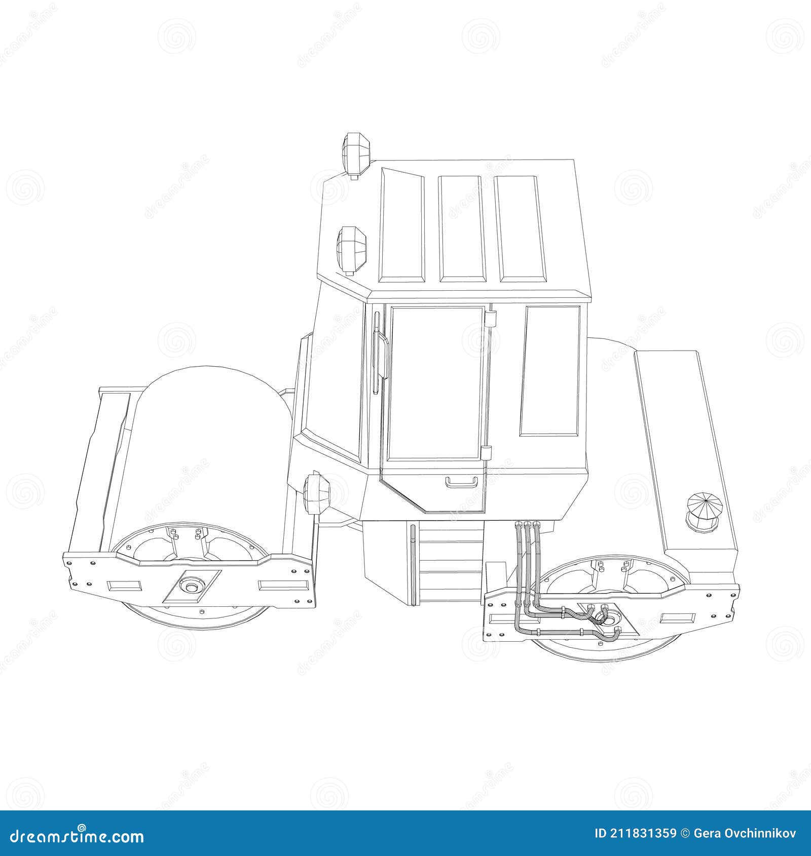 Asphalt Paving Machine Outline. Isometric View Stock Vector ...