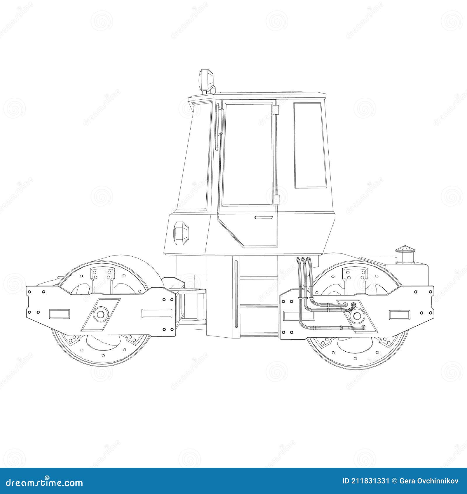 Asphalt Paving Machine Outline. Side View Stock Vector - Illustration ...