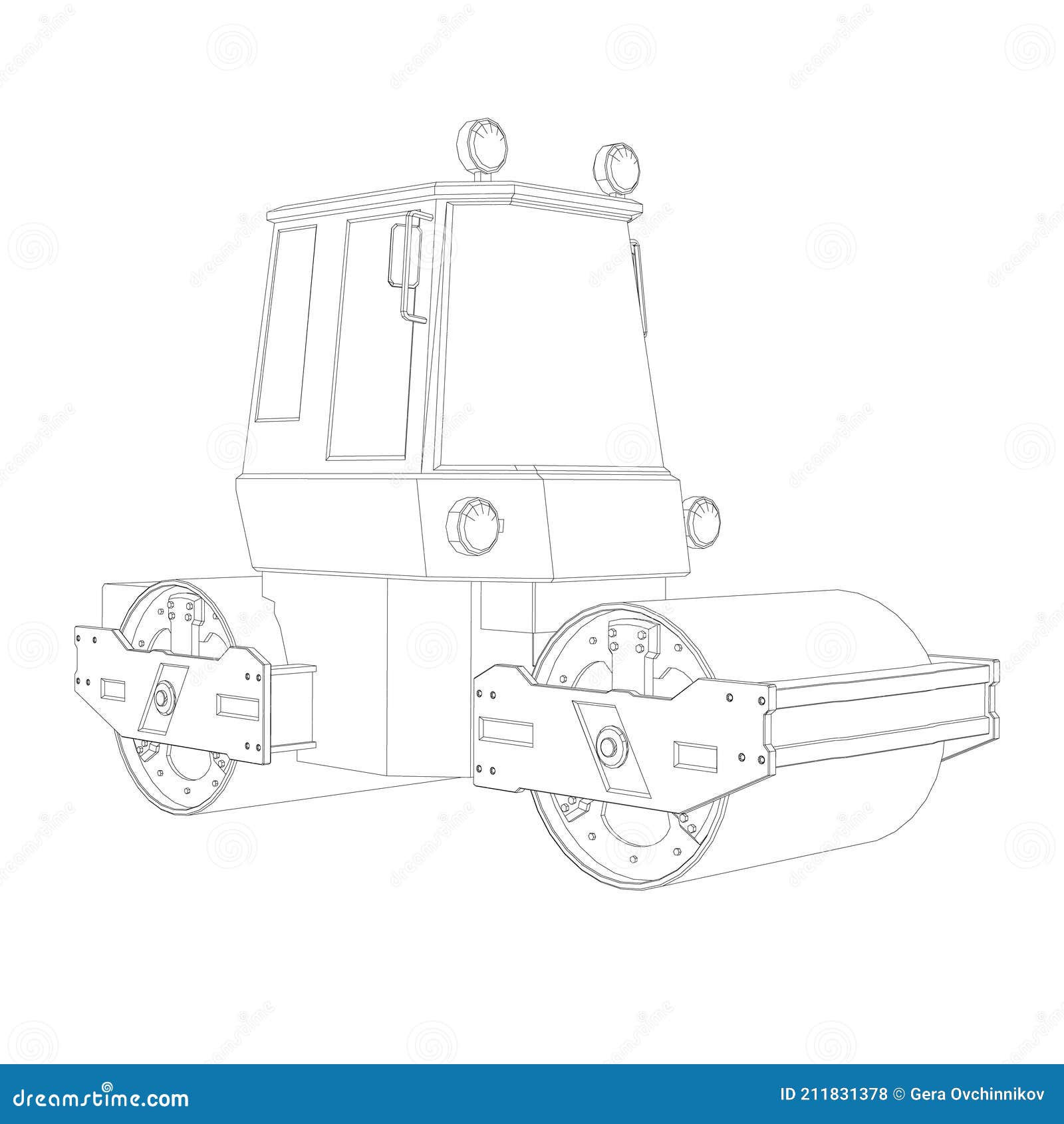 Asphalt Paving Machine Outline. Side View Stock Vector - Illustration ...