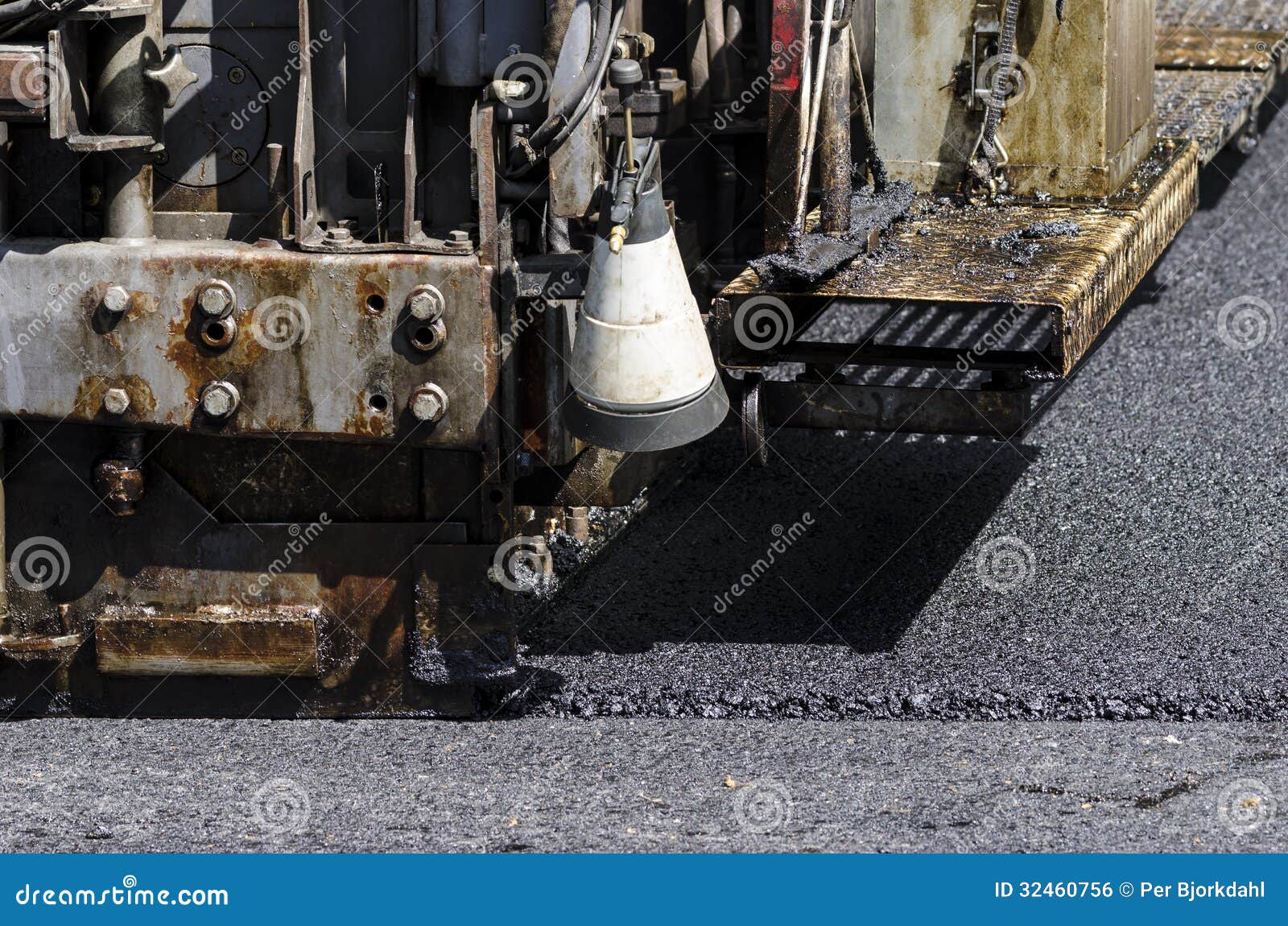 Asphalt Paving Machine. Worker Compacts Roadway. Repair Of Road Royalty ...