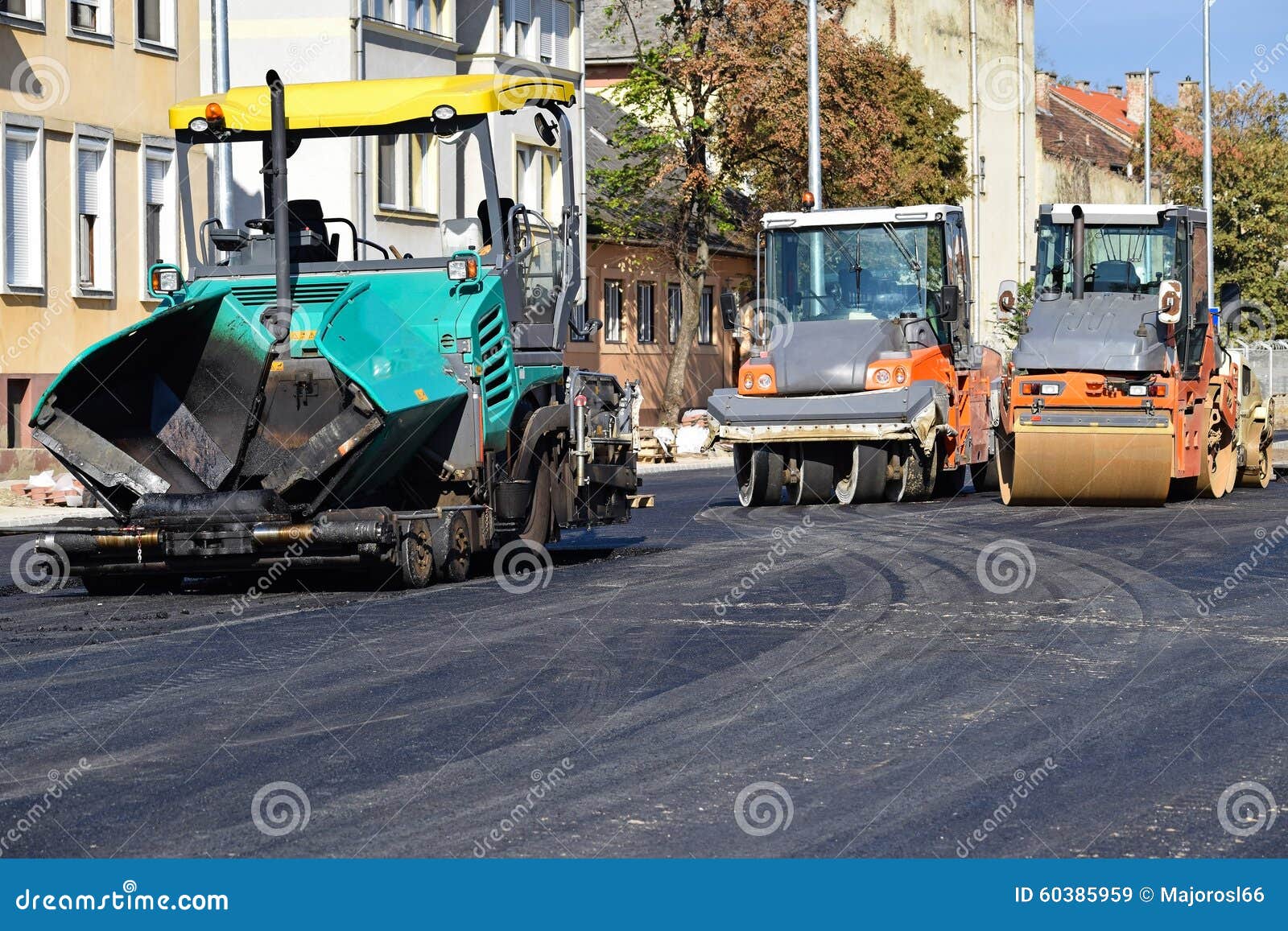 Asphalt Paving Vehicle and Road Roller Stock Image - Image of paving ...