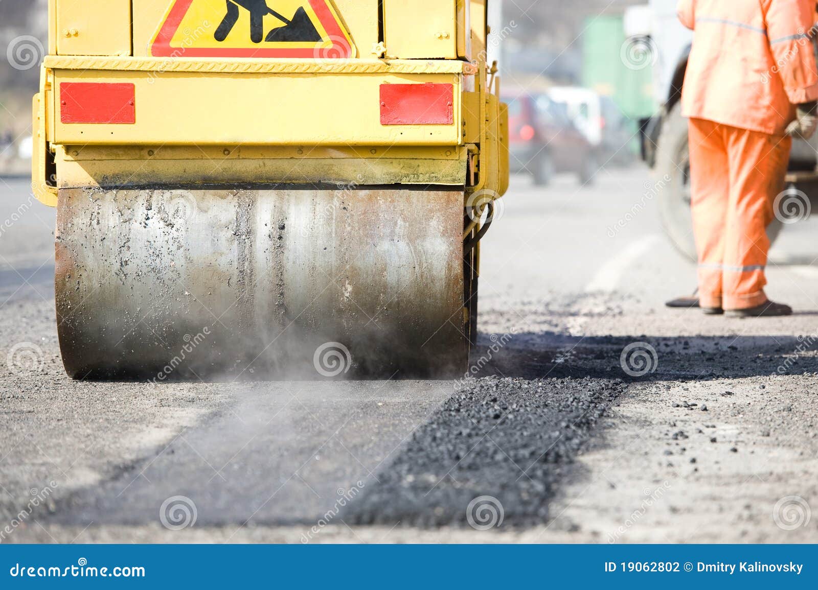 Asphalt Paving Works with Compactor Stock Photo - Image of equipment ...