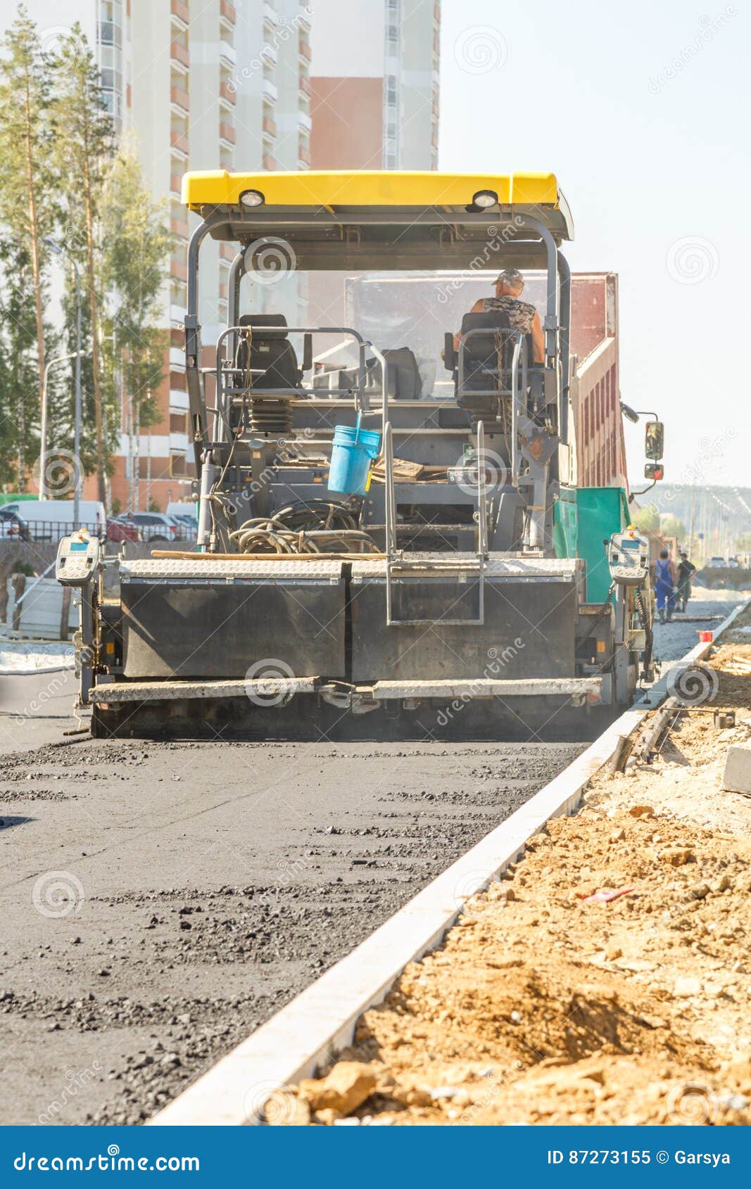 Asphalt-placing machine stock image. Image of machine - 87273155