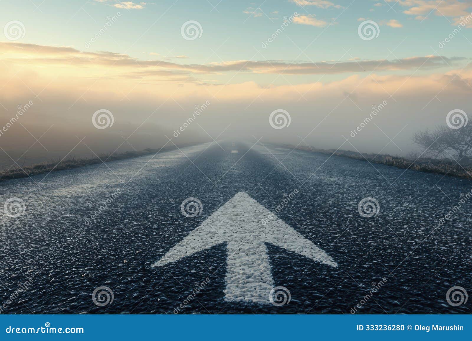 An Asphalt Road with an Arrow Painted on it Symbolizes Growth ...