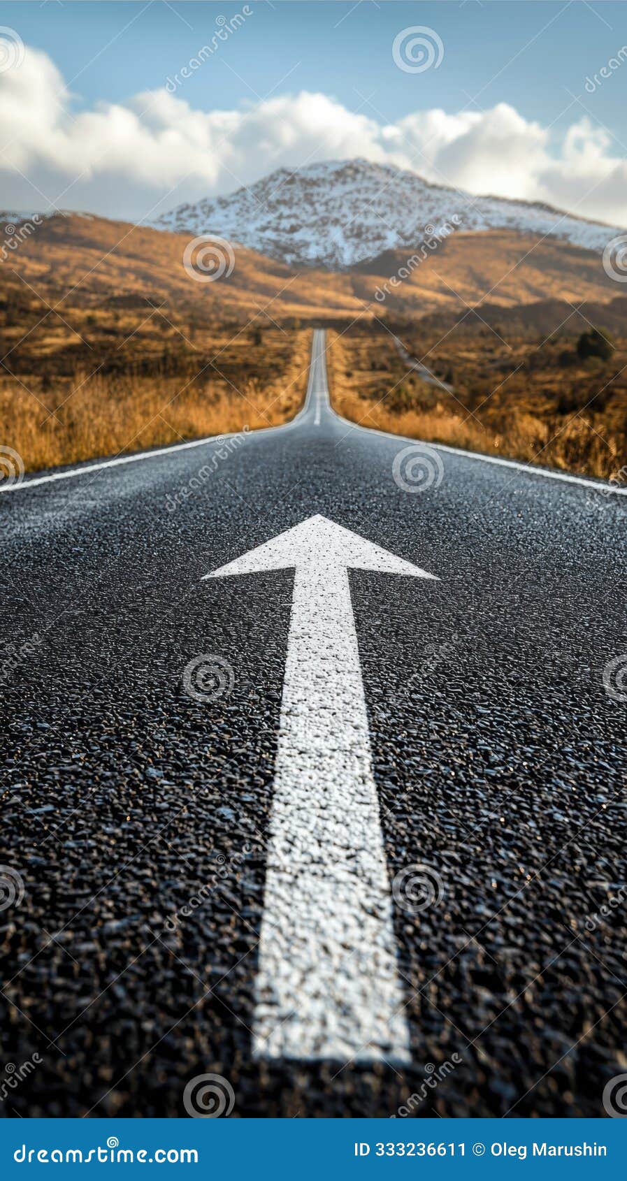 An Asphalt Road with an Arrow Painted on it Symbolizes Growth ...