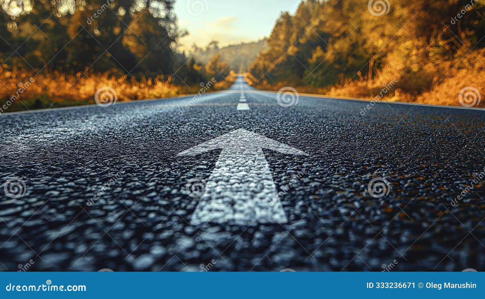 An Asphalt Road with an Arrow Painted on it Symbolizes Growth ...
